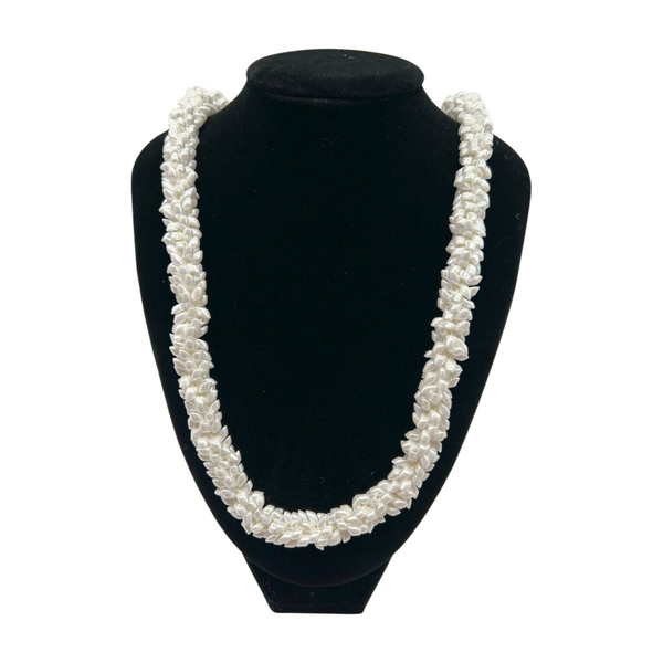 Glossy Pearl White Necklace Magatama (Wedding Lei) - 31" - The Mākeke