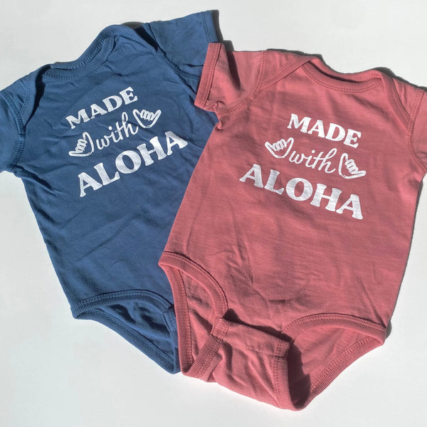 "Made With Aloha" Baby Onesie - Indigo | Pop-Up Mākeke - The Mākeke