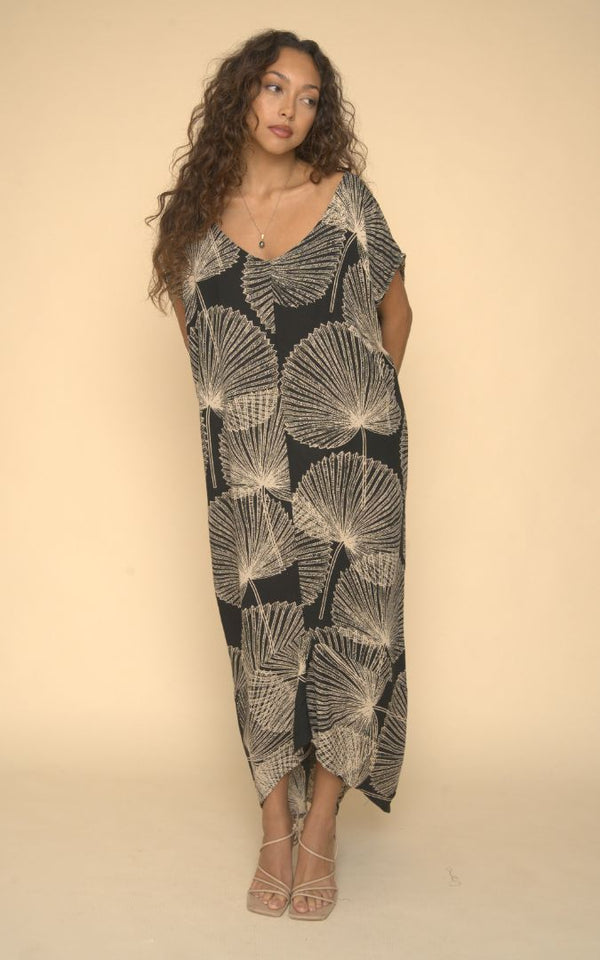 Palama Zen Maxi Dress - Black & Tan - The Mākeke