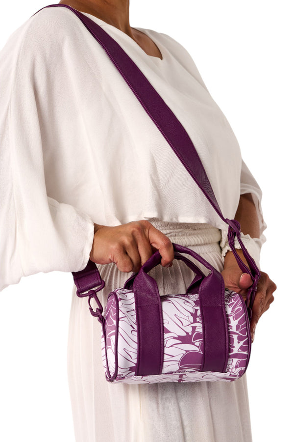 Small Duffle Bag - Liko in Argyle Purple & Brilliant White - The Mākeke