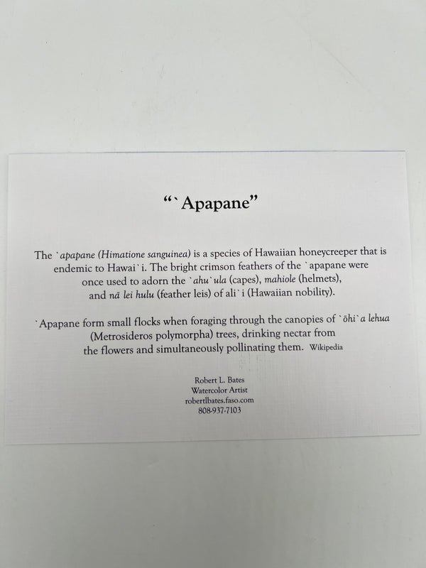 Apapane Bird Greeting Card | Pop-Up Mākeke - The Mākeke