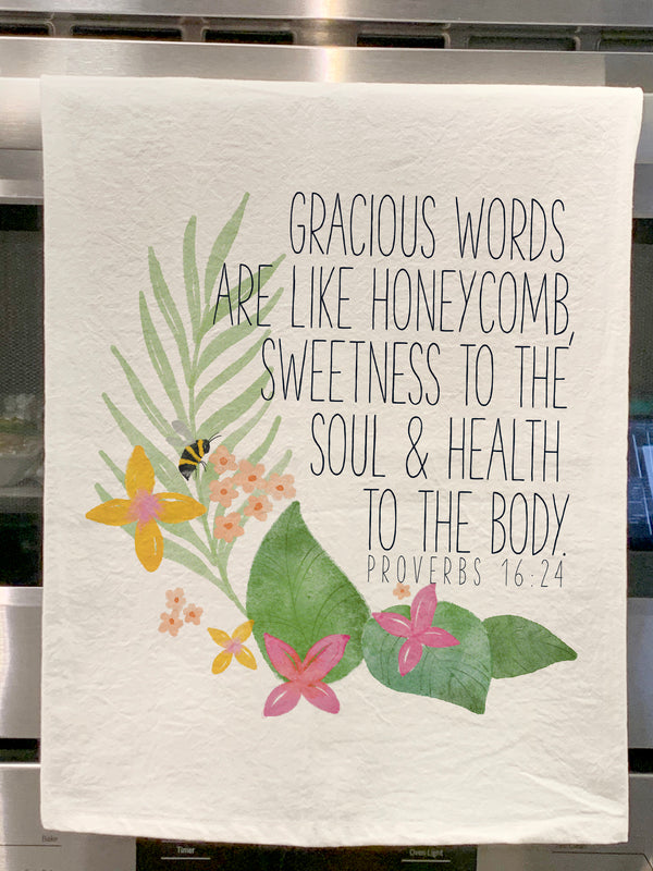 Flour Sack Kitchen Towel - Gracious Words Scripture | Pop-Up Mākeke ...